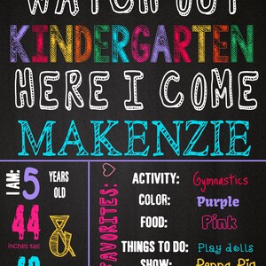 Watch Out Kindergarten Here I Come, First Day of School Sign, Back to ...