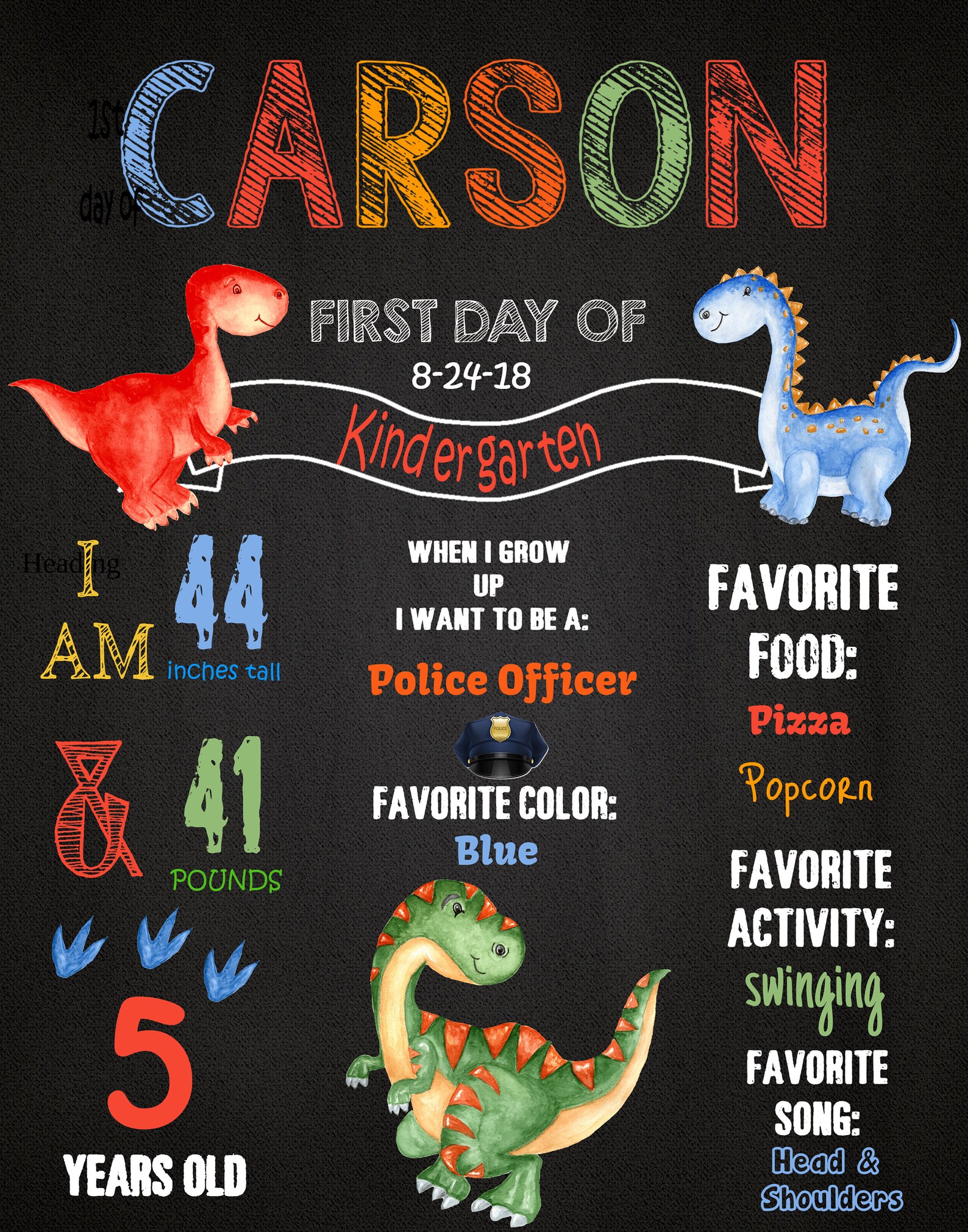 Dinosaur First Day of School Sign, Back to School Printable Chalkboard ...