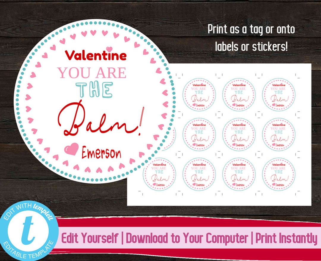 Valentine's Day Tags, Lip Balm Valentine Sticker, Printable You Are the ...