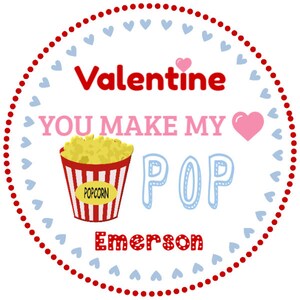 Valentine's Day Gift Tag Popcorn, Editable Valentines Day Sticker ...