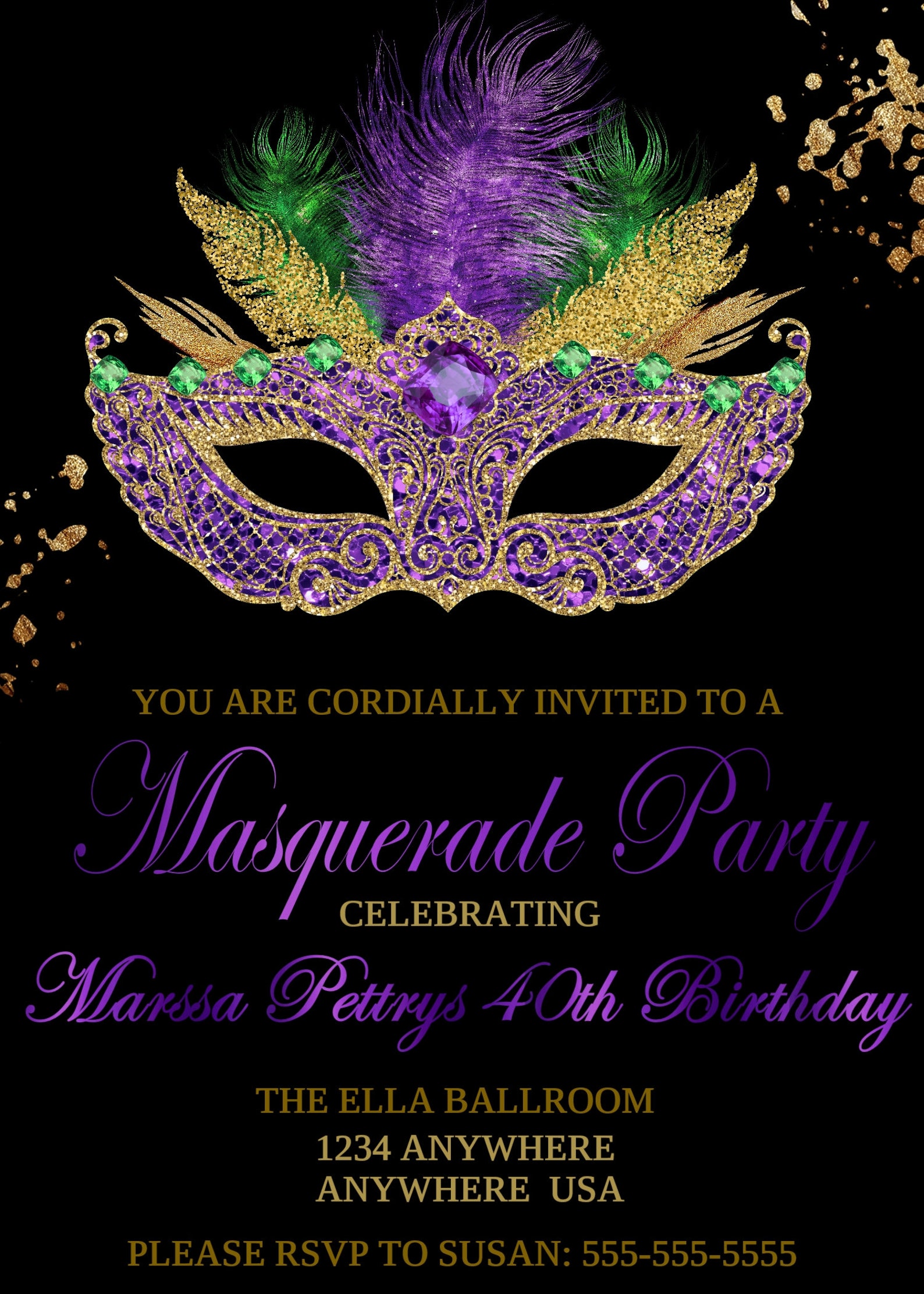 Masquerade Party Invitation Birthday Party Invite Masquerade | Etsy