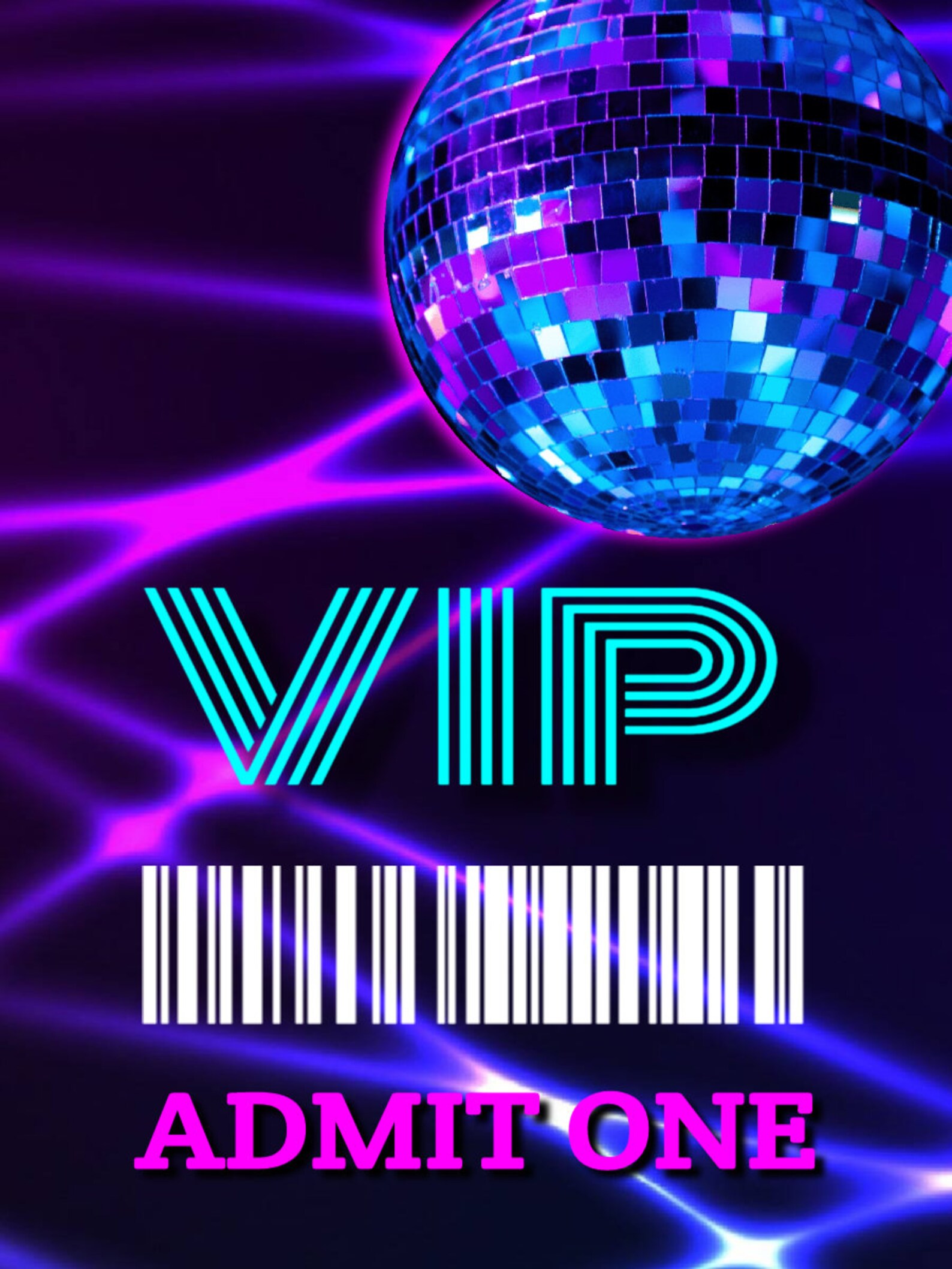 NEON DISCO Invitation Vip Pass Edit Yourself VIP Disco | Etsy