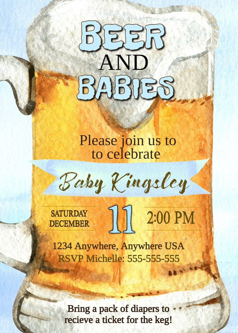 Diaper Party Invitation Beer and Diaper Shower Beer and - Etsy