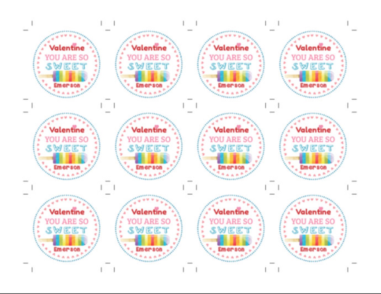 Printable Valentine's Day Tags, You Are so Sweet Valentine Gift Label ...