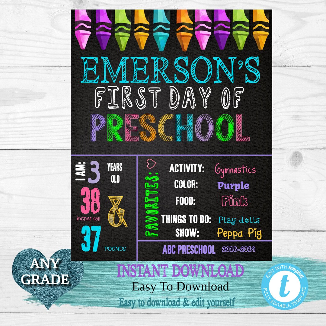 Back to School, Crayons, First Day of School Sign, Back to School ...