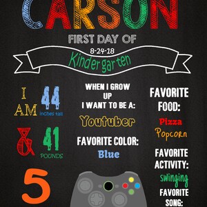Video Game First Day of School Sign, Back to School Printable ...