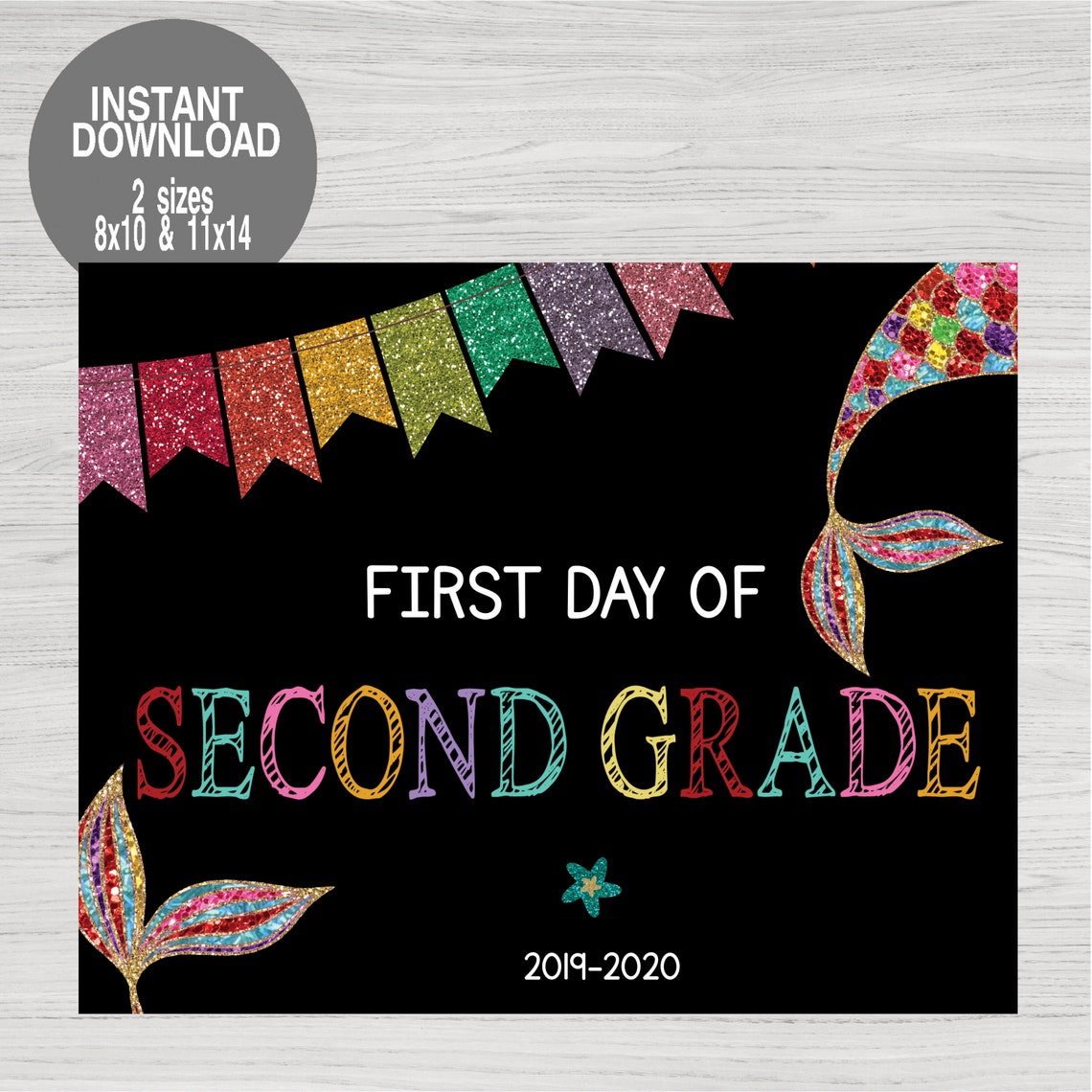 First Day of School Sign Glitter Mermaid First Day of School - Etsy