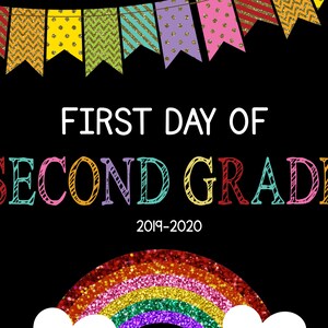 First Day of School Glitter Rainbow Printable Chalkboard Sign, First ...