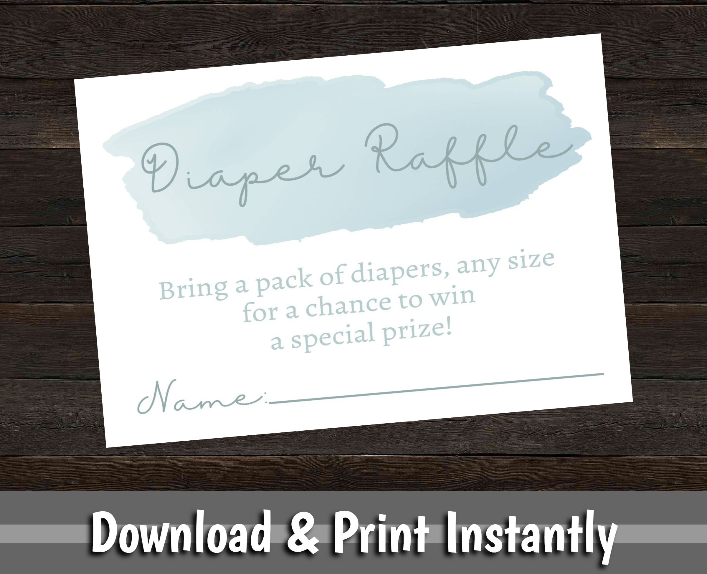 Diaper Raffle Ticket Printable Baby Shower Invitation Baby | Etsy