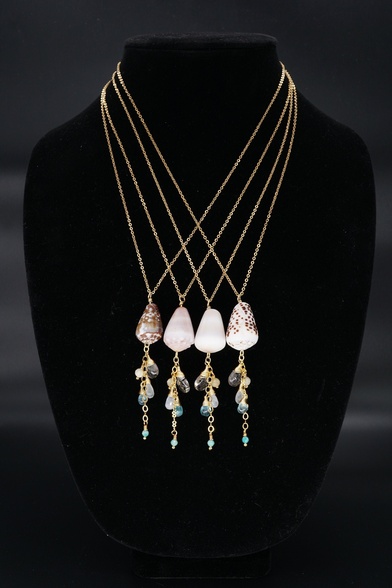 Hawaiian Cone Shell & Gemstone Necklace Beach Inspired Boho - Etsy