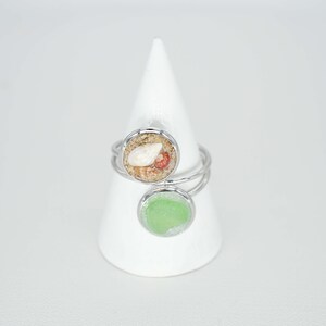 Sea Glass Shell Ring, Hawaiian Beach Adjustable Ring With Sea Shells ...