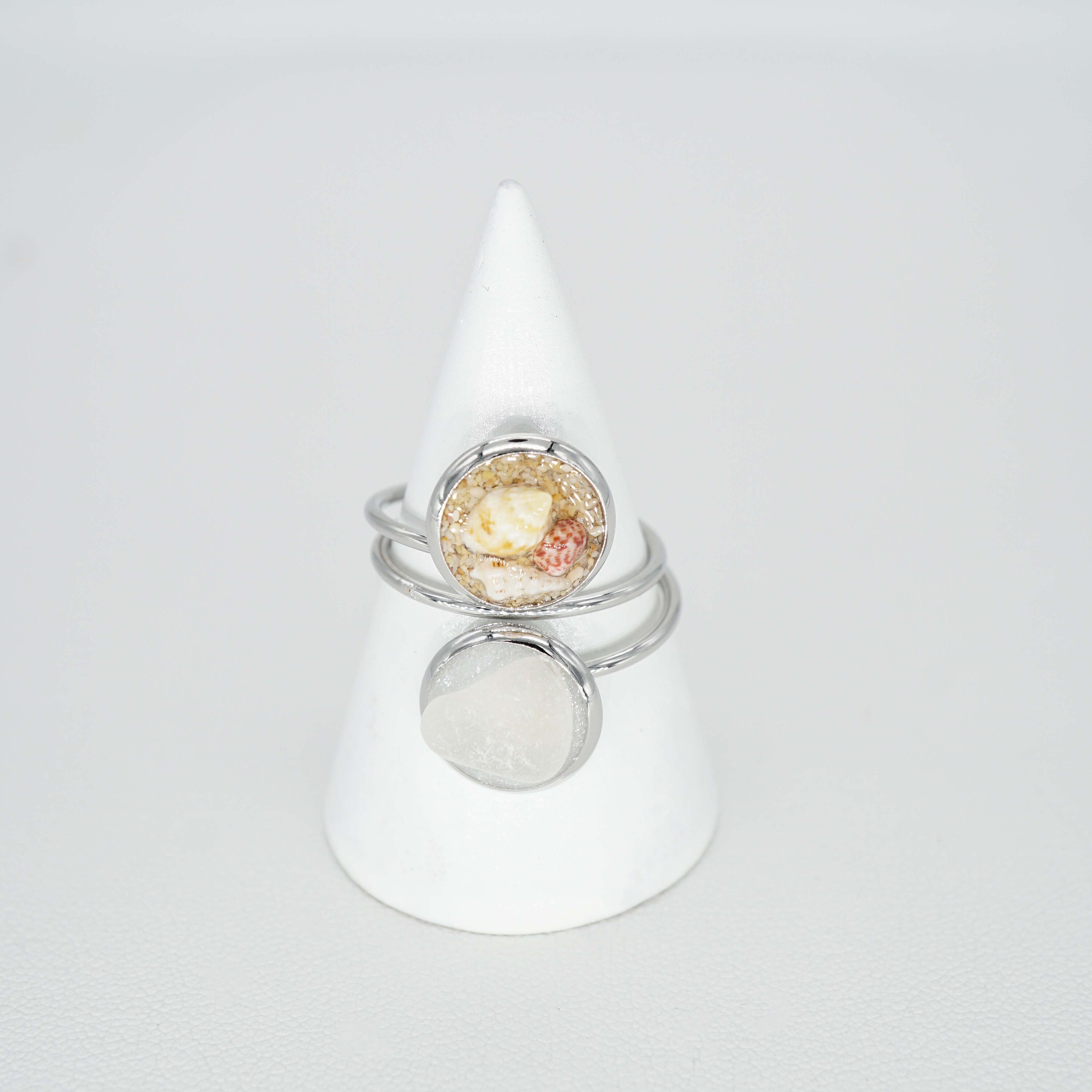 Sea Glass Shell Ring Hawaiian Beach Adjustable Ring With Sea - Etsy
