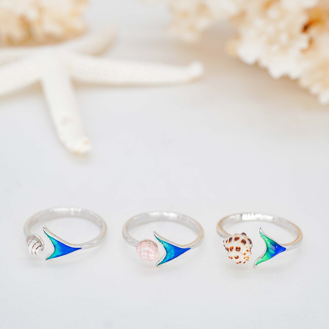 Sterling Silver Tropical Shell Ring, Sea Shell Ocean Decor Beach ...