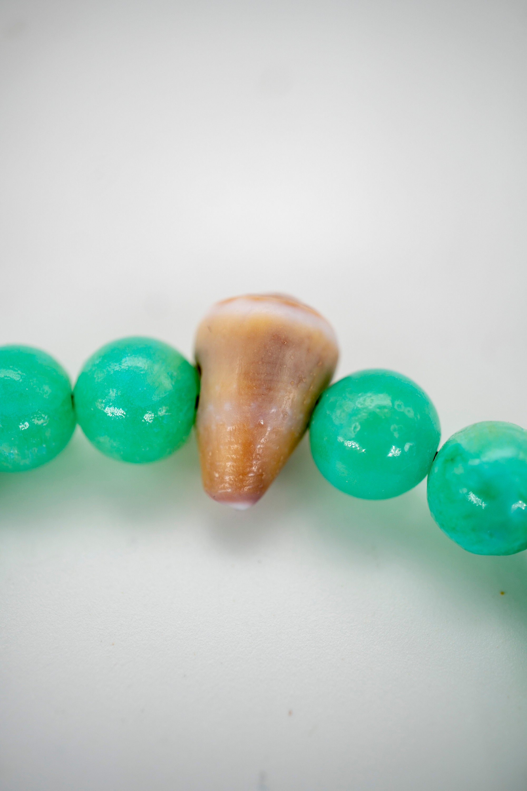 Cone Shell Bracelet Aqua Quartzite Elastic Bead Bracelet With - Etsy