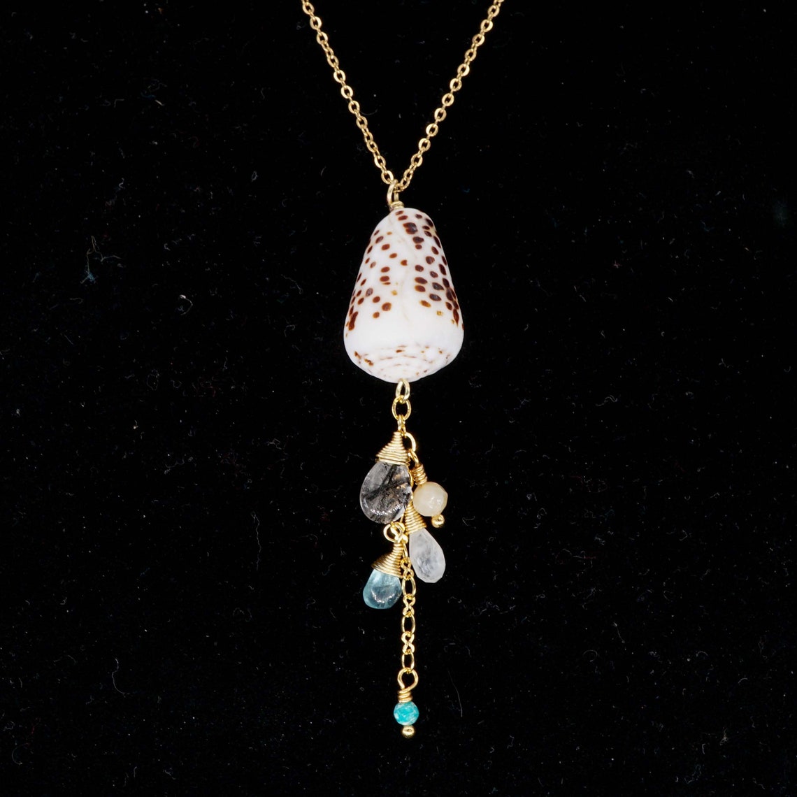 Hawaiian Cone Shell & Gemstone Necklace Beach Inspired Boho - Etsy
