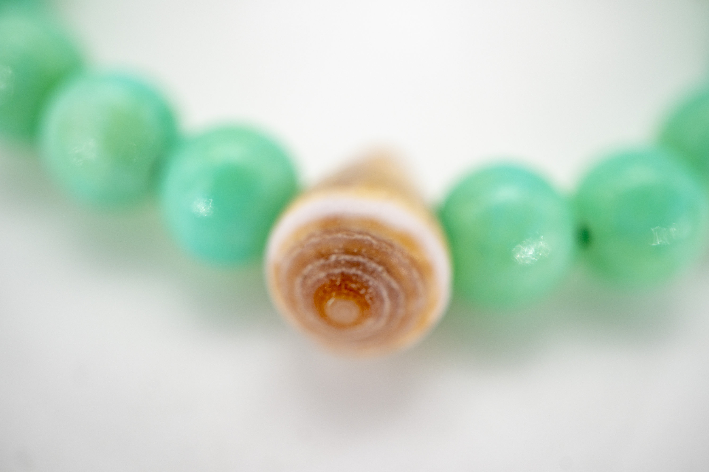 Cone Shell Bracelet Aqua Quartzite Elastic Bead Bracelet With - Etsy