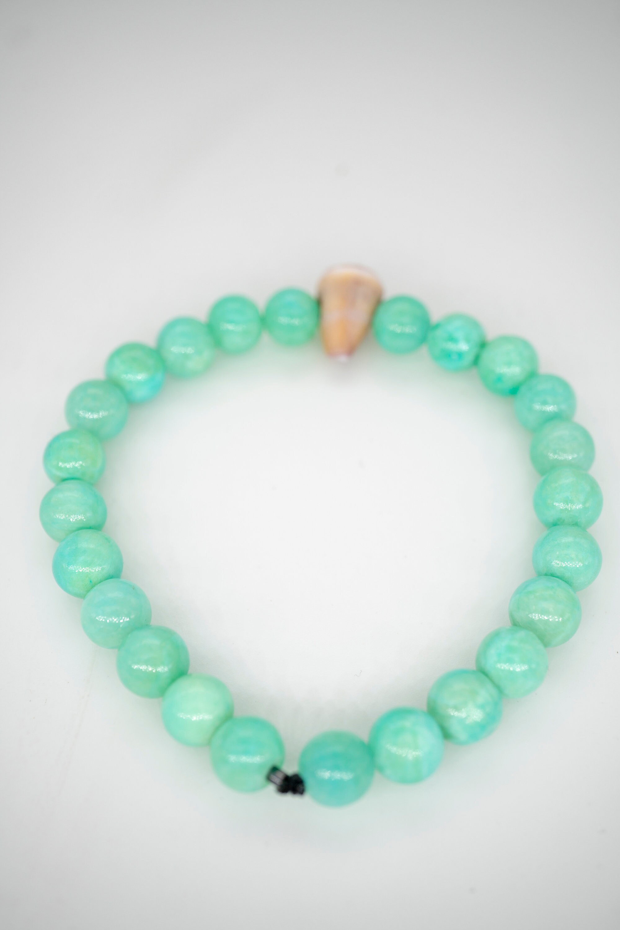 Cone Shell Bracelet Aqua Quartzite Elastic Bead Bracelet With | Etsy