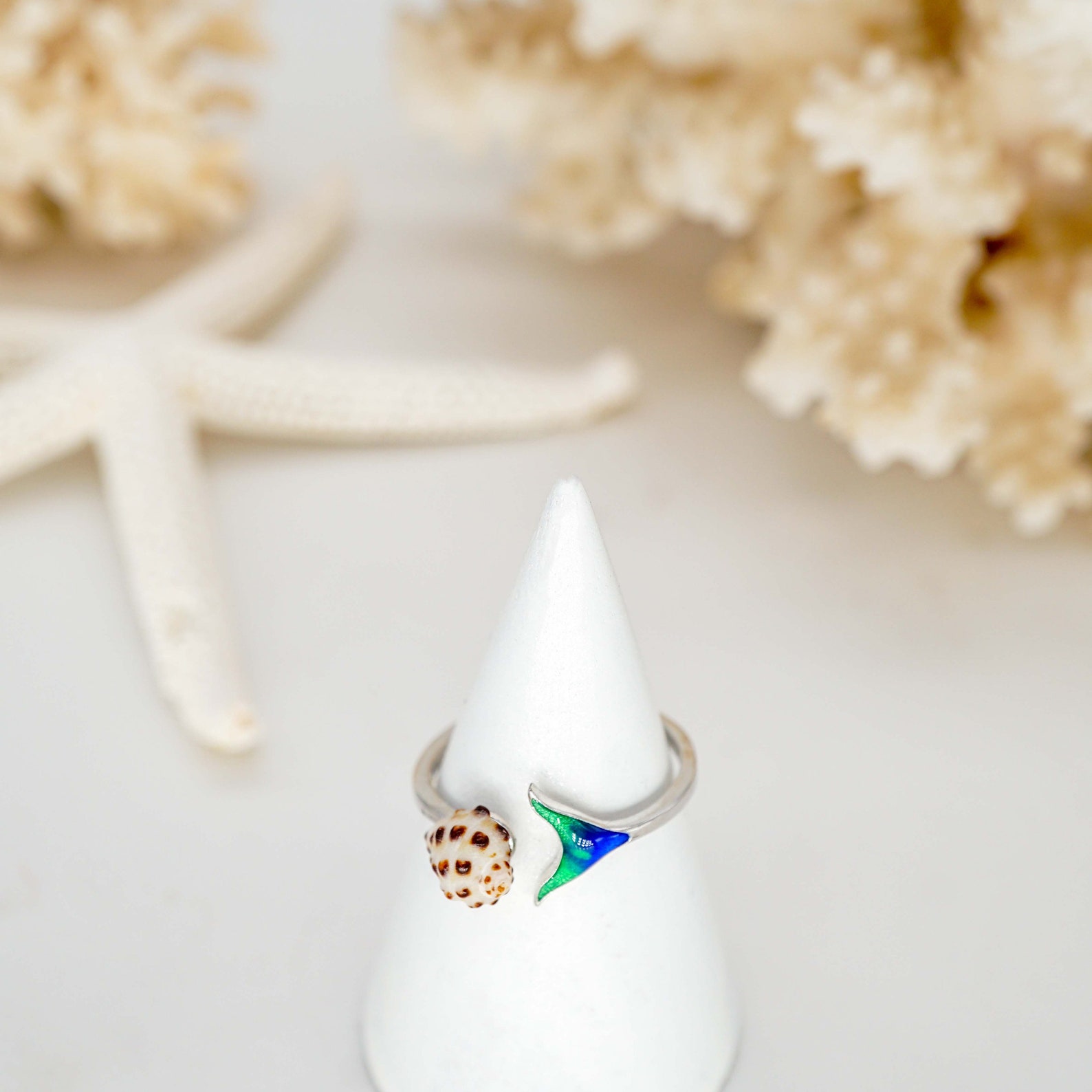 Sterling Silver Tropical Shell Ring Sea Shell Ocean Decor - Etsy