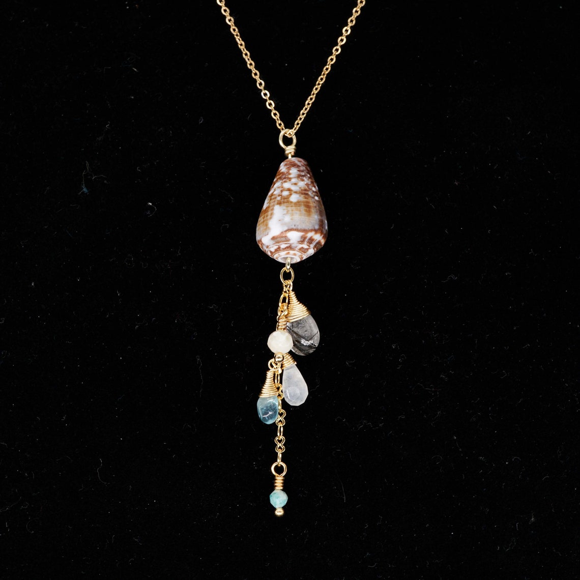Hawaiian Cone Shell & Gemstone Necklace Beach Inspired Boho - Etsy