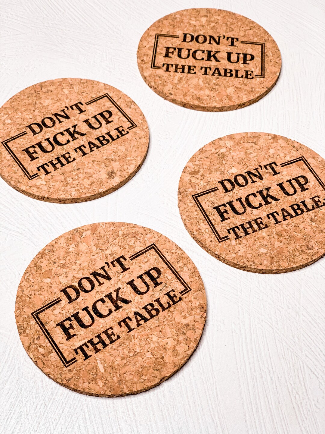 Dont Fuck Up The Table Laser Engraved Cork Coasters Etsy