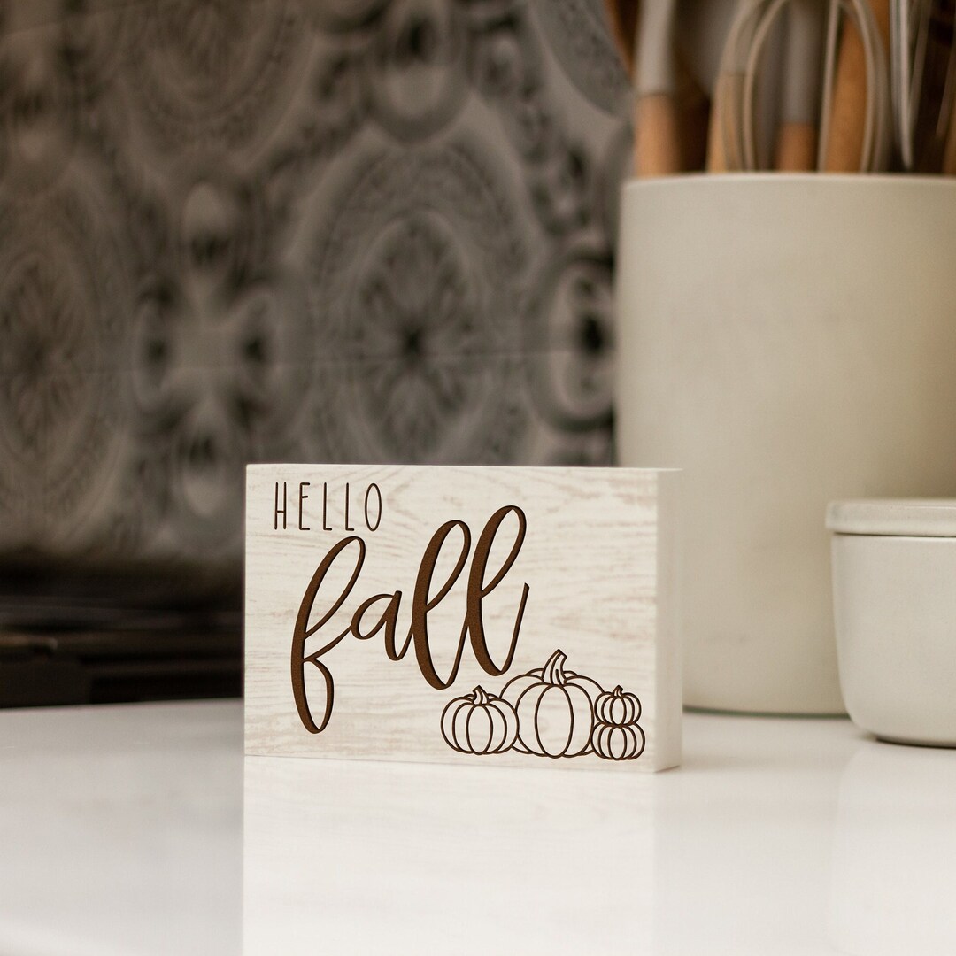 Hello Fall Laser Engraved Block Sign - Etsy