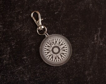 Engraved Compass Keychain - Etsy