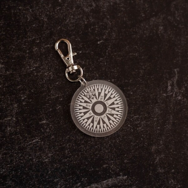 Engraved Compass Keychain - Etsy