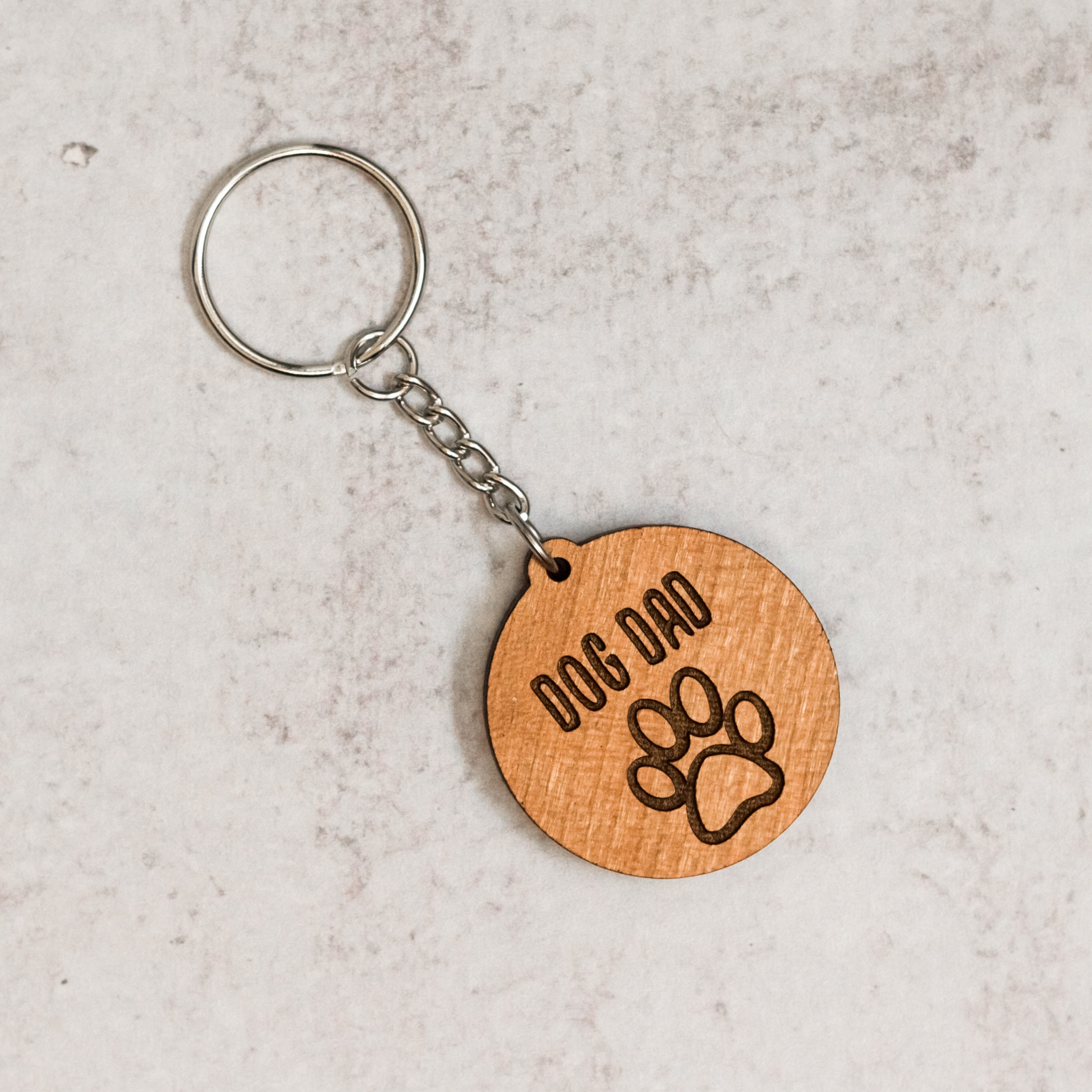 Dog Dad Wooden Keychain