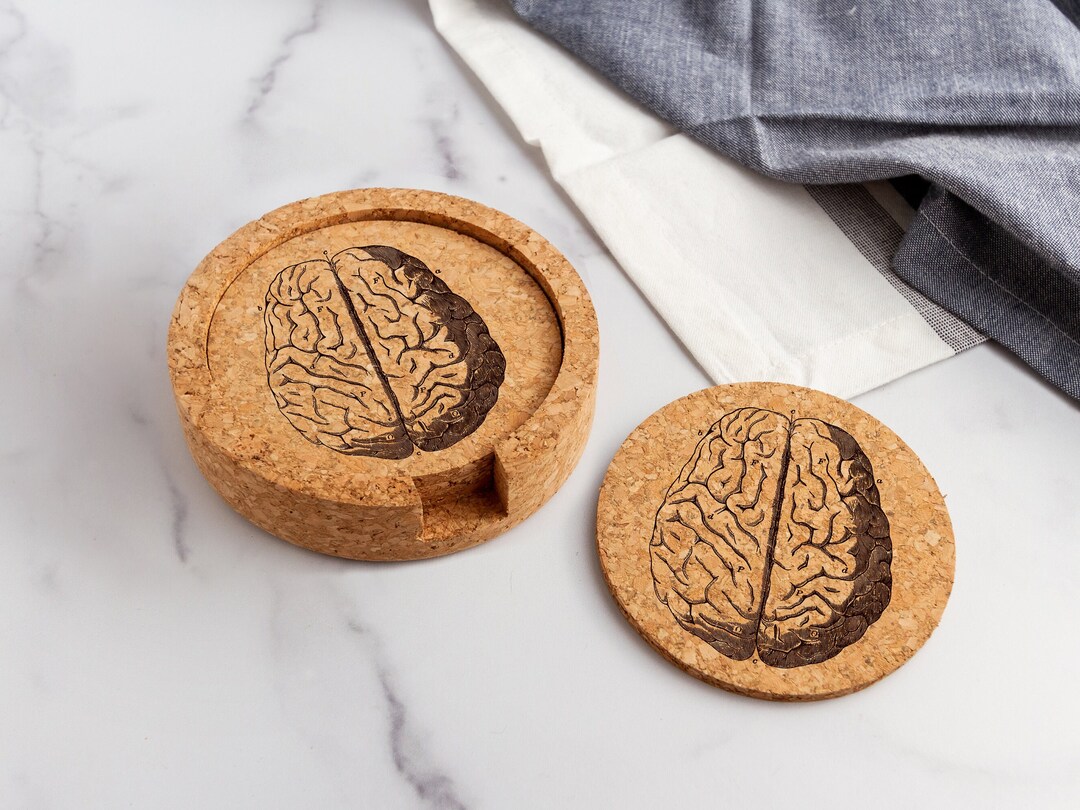 Anatomical Brain Laser Engraved Cork Coasters - Etsy