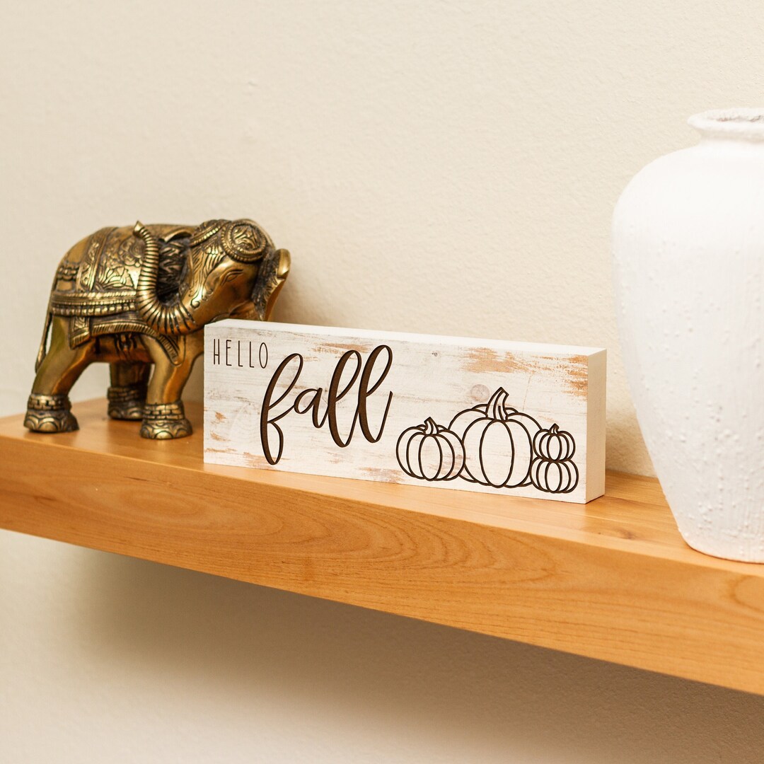 Hello Fall Laser Engraved Block Sign - Etsy