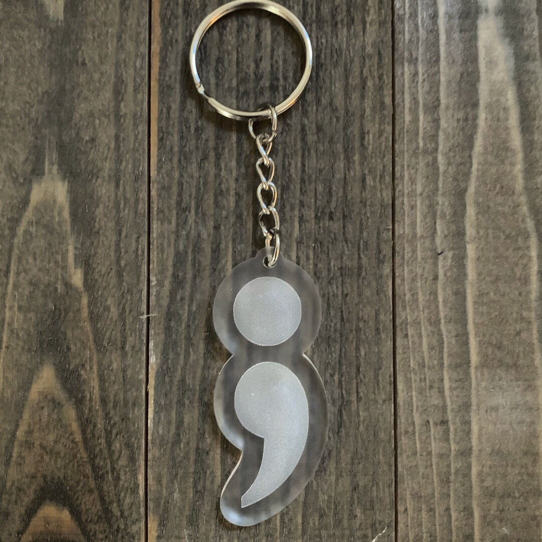 Semicolon Keychain Laser Cut Keychain Laser Engraved - Etsy.de