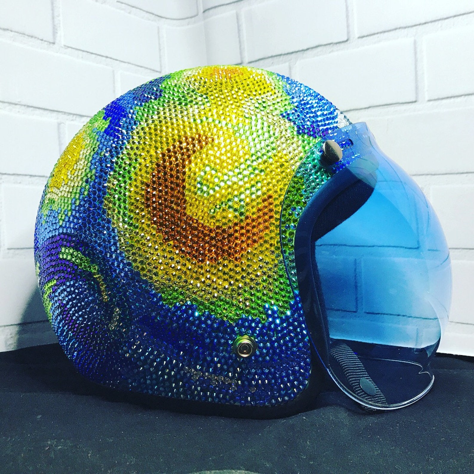 Custom Helmet Pablo Picasso guernica Open Face Crystal Rhinstone - Etsy