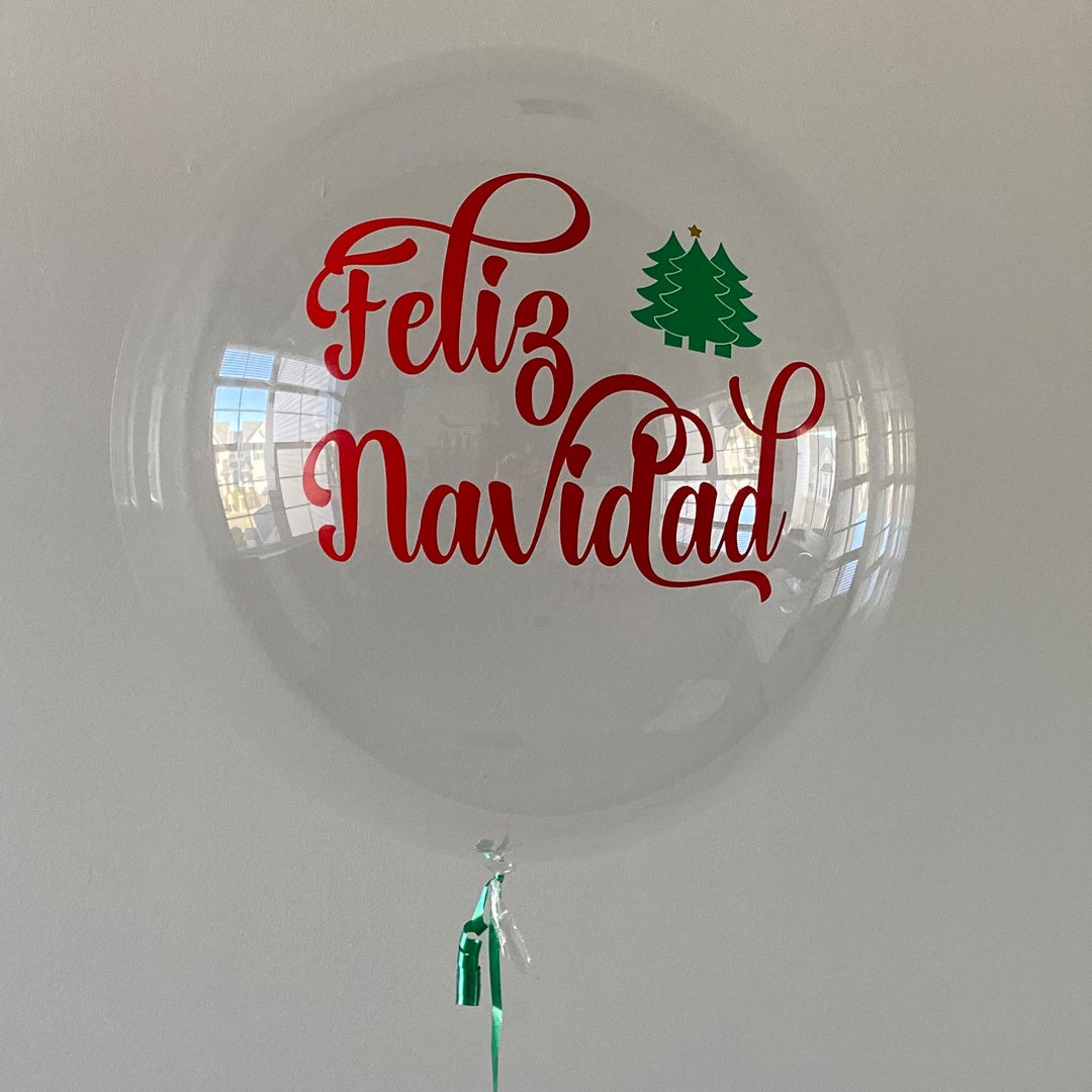 Feliz Navidad Balloon, 24 Inch Clear Balloon, Feliz Navidad Decal ...