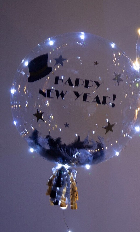Happy New Year Balloon LED Balloon 24 Inch Clear Balloon | Etsy