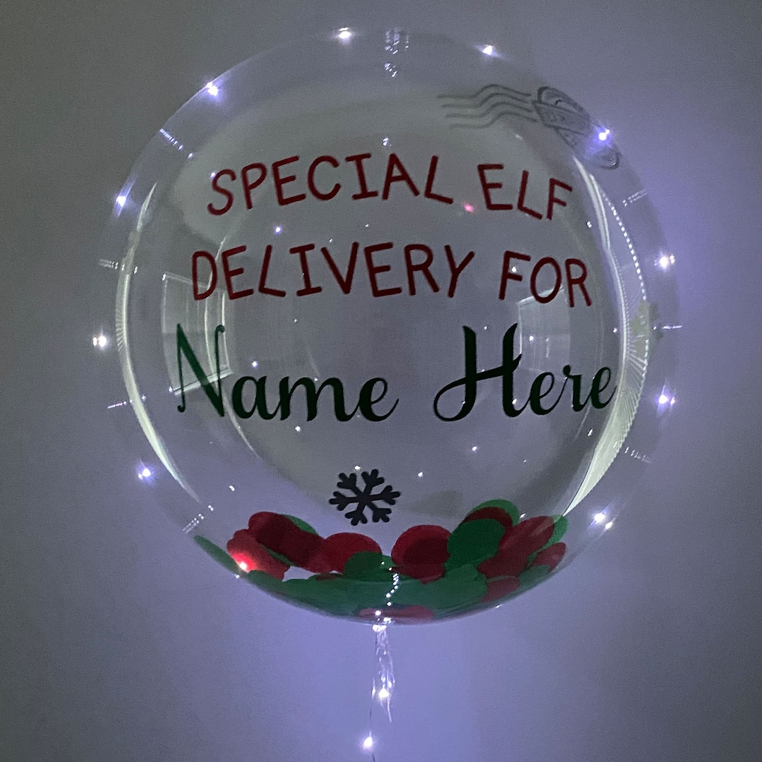 Elf Custom Balloon, Elf Special Delivery, Christmas Elf Arrival, LED ...
