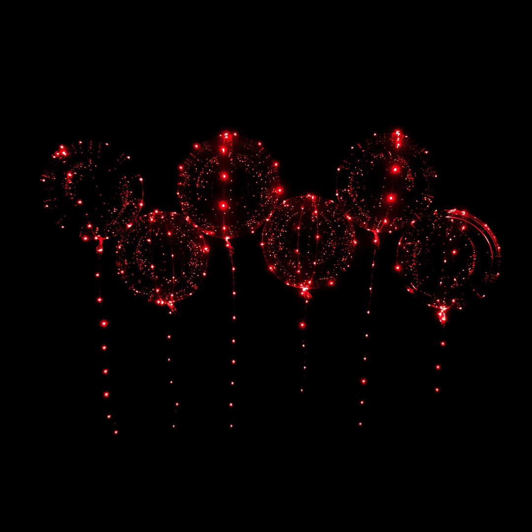 Red LED Balloons, Large 24 Inch Clear Balloons With 197 Inch Red LED ...
