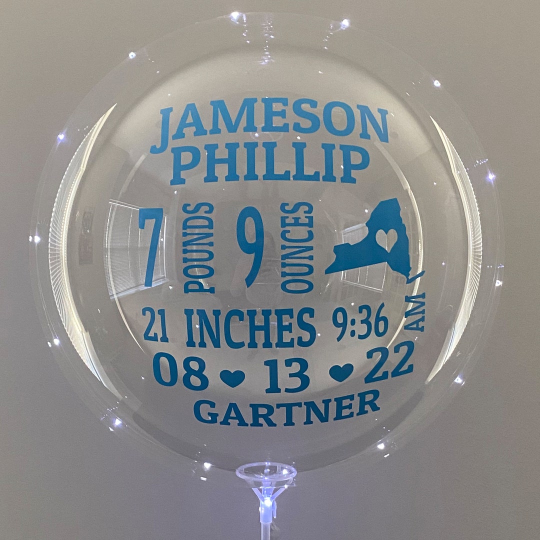 Baby Birth Announcement, Newborn Baby Balloon, Baby Stats With Name ...