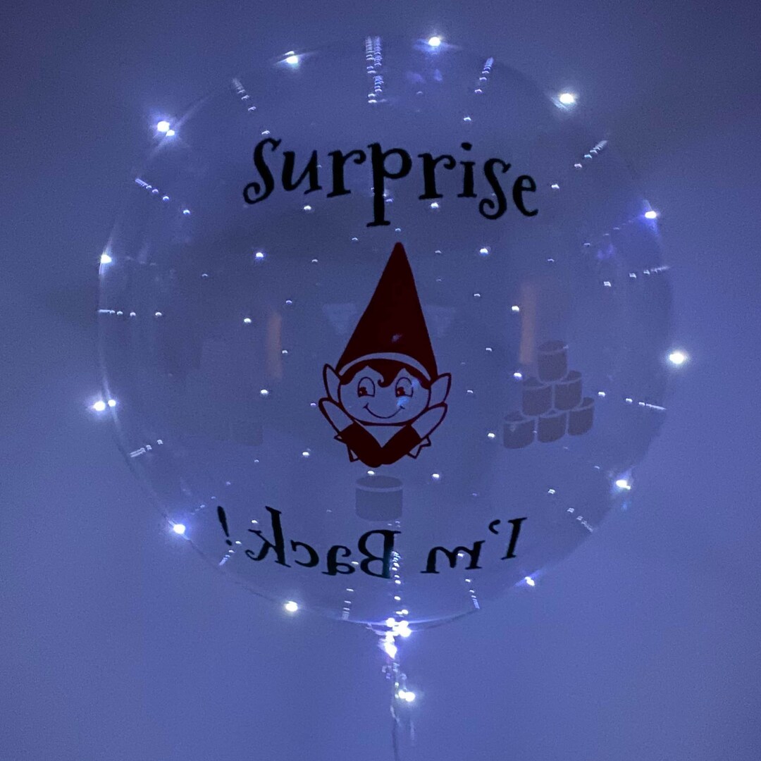 Elf Balloon, Elf Surprise I'm Back Balloon, Elf Decor, LED Balloon ...