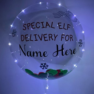 Elf Custom Balloon, Elf Special Delivery, Christmas Elf Arrival, LED ...