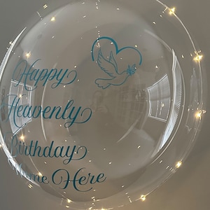 Custom Memorial Balloon With LED Lights, Happy Heavenly Birthday ...