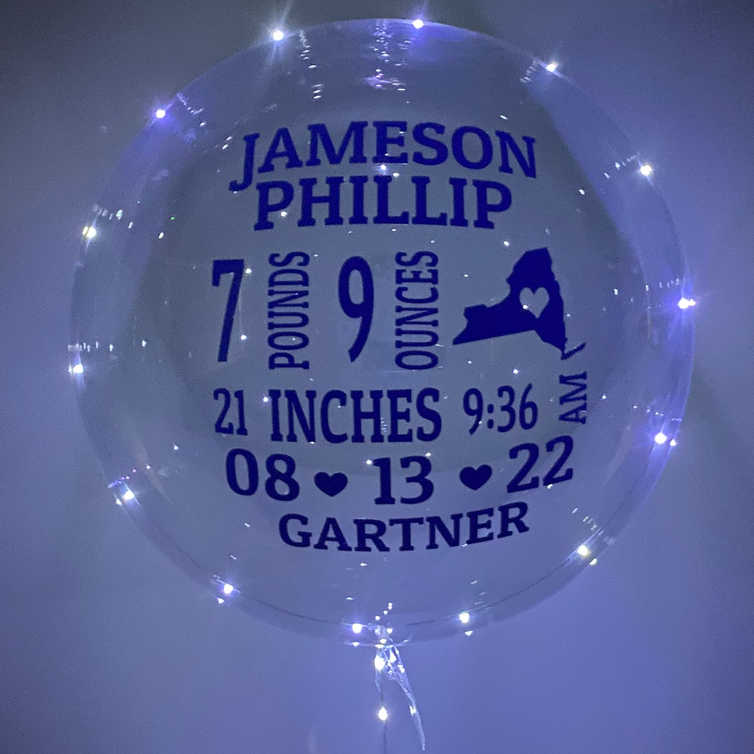Baby Birth Announcement, Newborn Baby Stat Balloon, Balloon With LED ...