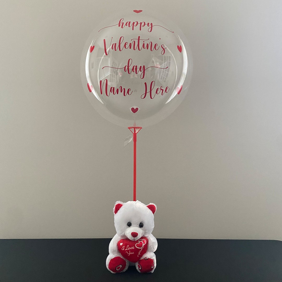 Valentine Balloon and Teddy Bear, Valentine's Day Gift, Balloon With ...