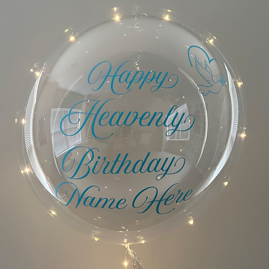 Custom Memorial Balloon With LED Lights Happy Heavenly - Etsy