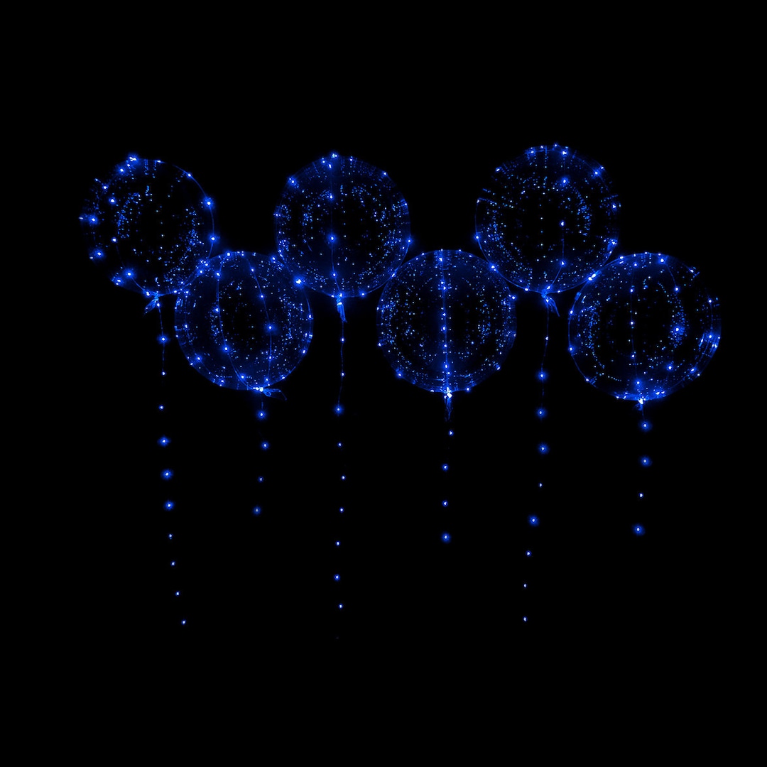 Blue LED Balloons, Large 24 Inch Clear Balloons With 197 Inch Blue LED ...