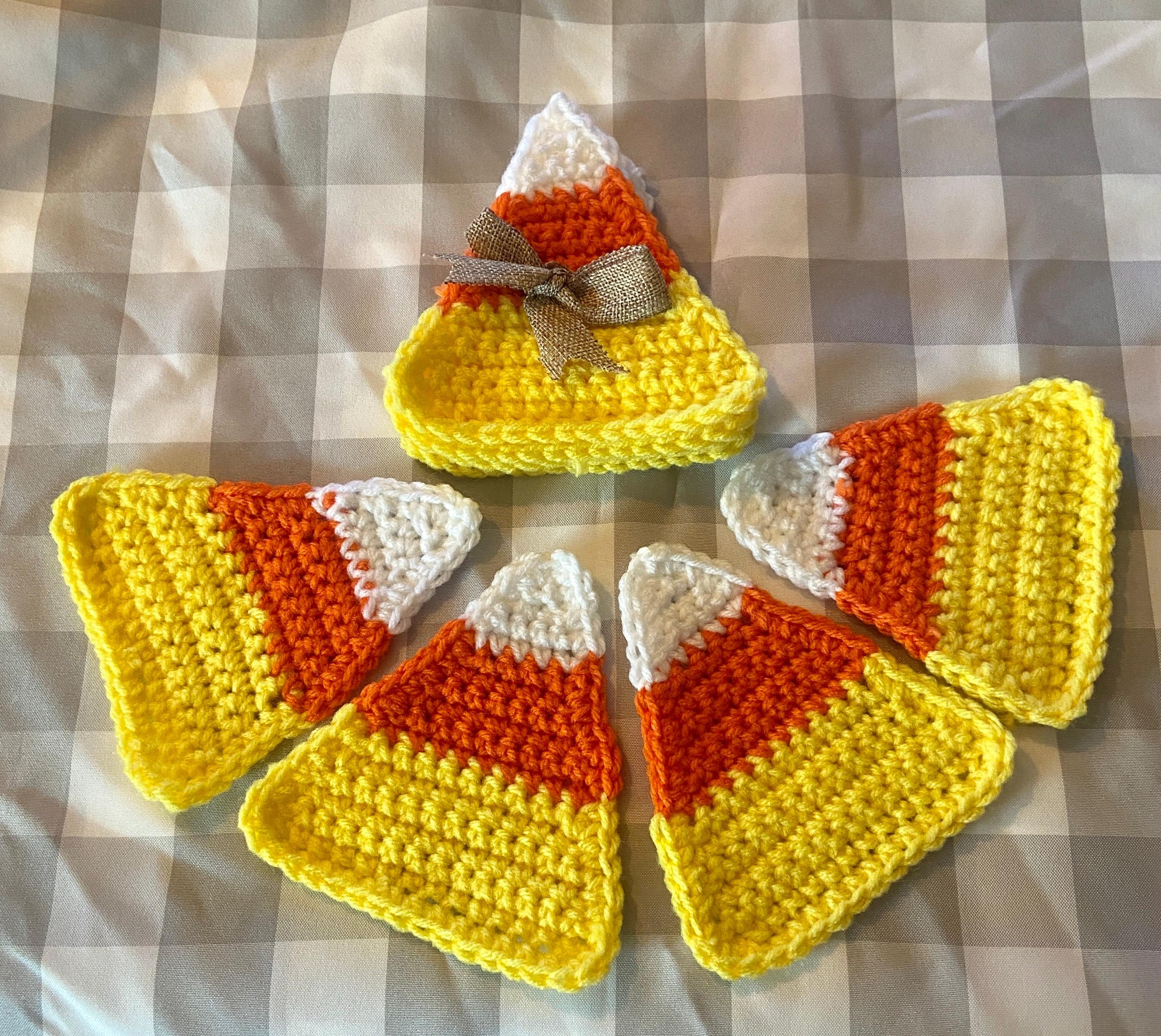 Candy Corn Coasters set of 4 Hand Crocheted - Etsy