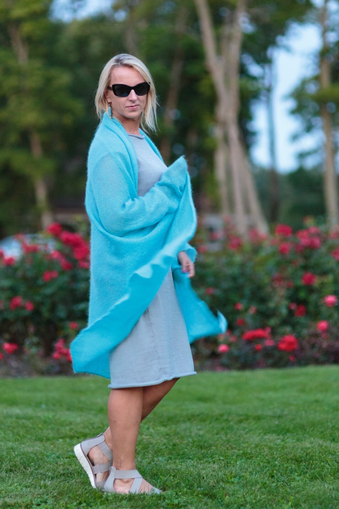 Sky Blue Cardigan, Azure Sweater, Over Sized Cardigan, Knitted Cardigan ...