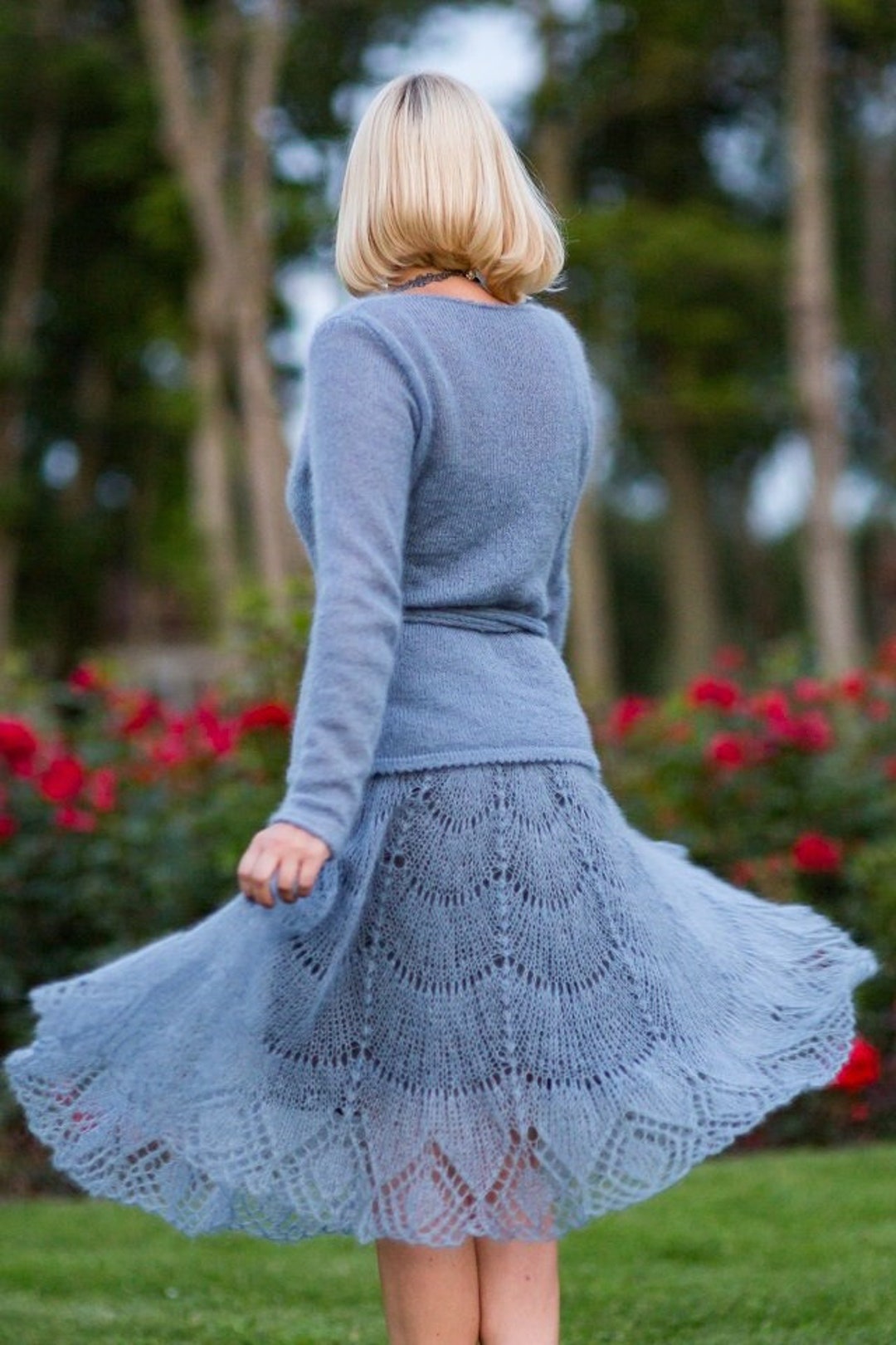 Boho Knitted Lace Women's Suit/mohair Silk Thin Lightweight Sweater and ...