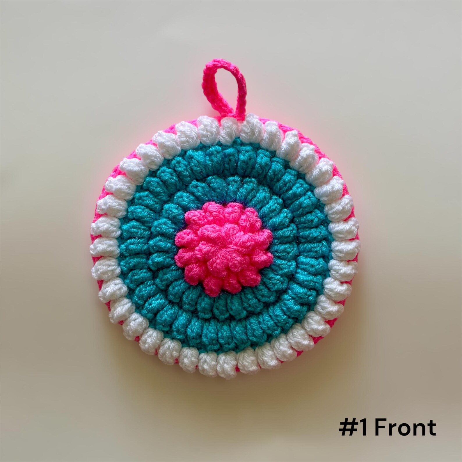 Handmade Round Double-layer Crochet Hot Pad 7x5 Durable Pot Holder Pink ...