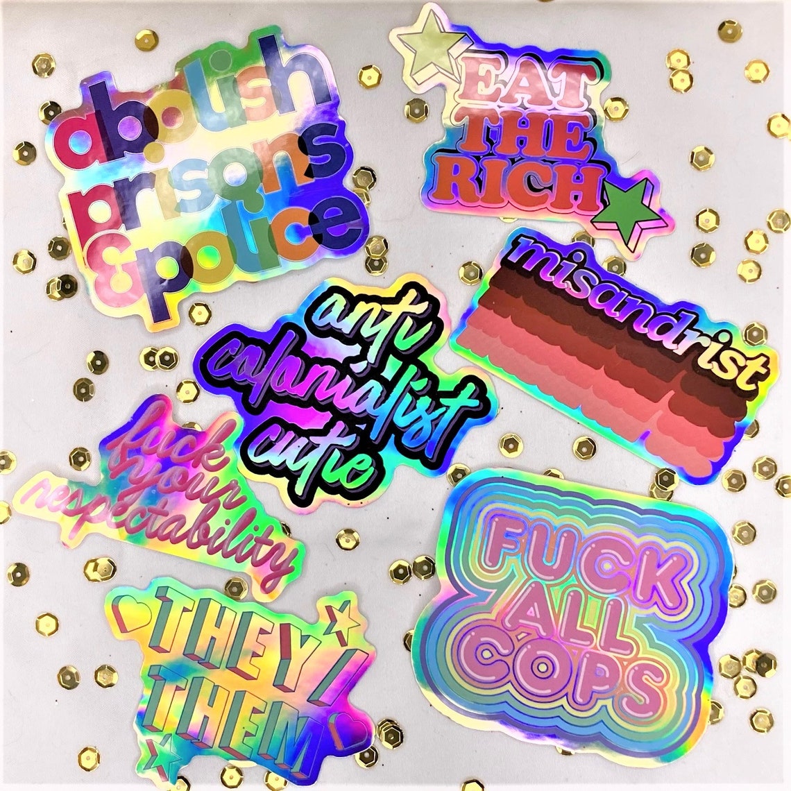 Holographic Eat the Rich Sticker - Etsy