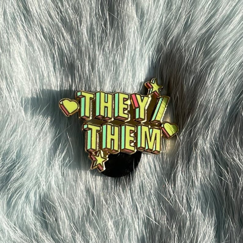 Hard Enamel Cute Pin They Them 1 Inch Nonbinary Pronouns - Etsy